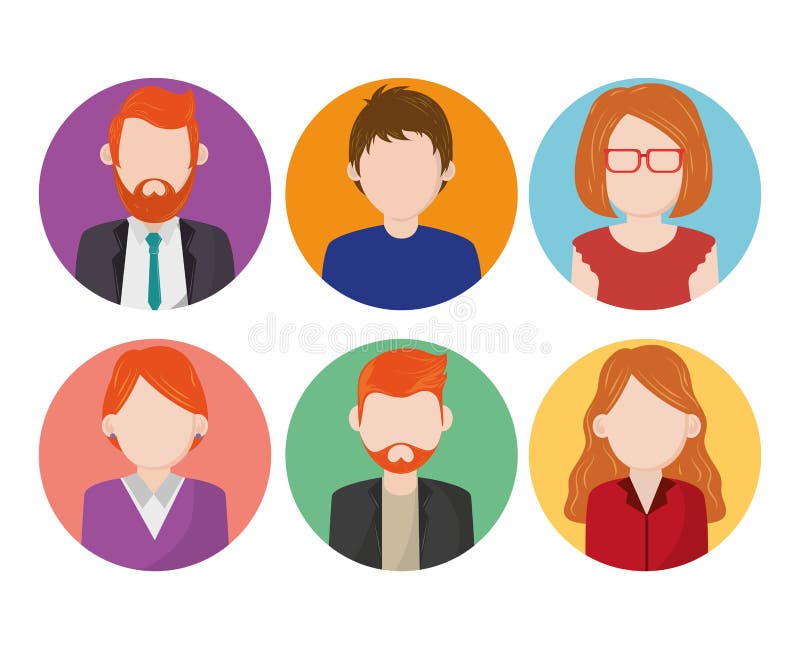 Set of People Faceless Characters Icons Stock Vector - Illustration of ...