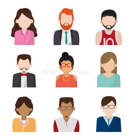 Set of People Faceless Characters Icons Stock Vector - Illustration of ...