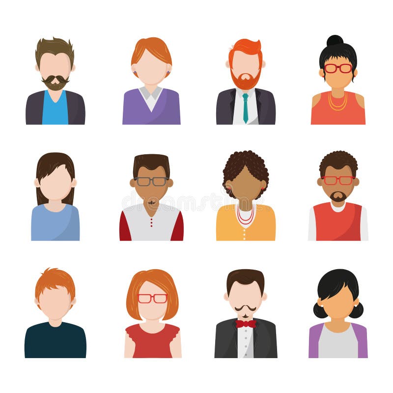 Set of People Faceless Characters Icons Stock Vector - Illustration of ...