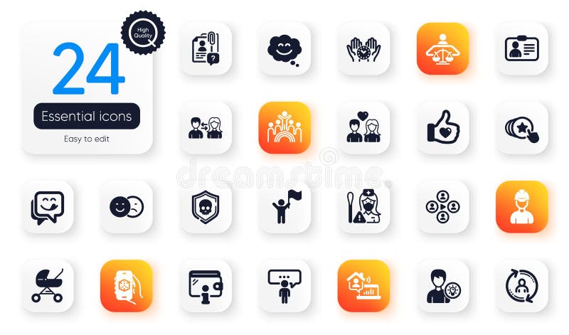 Set of People Flat Icons. Inclusion, User Info and Video Conference ...