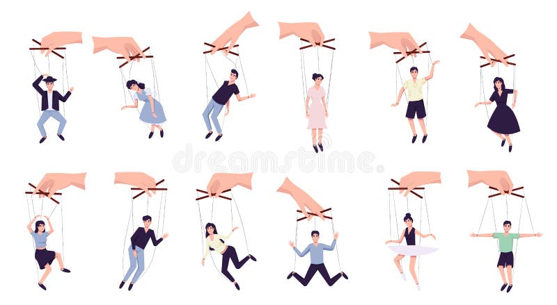 Puppeteer Hands Controlling Puppets Stock Vector - Illustration of ...