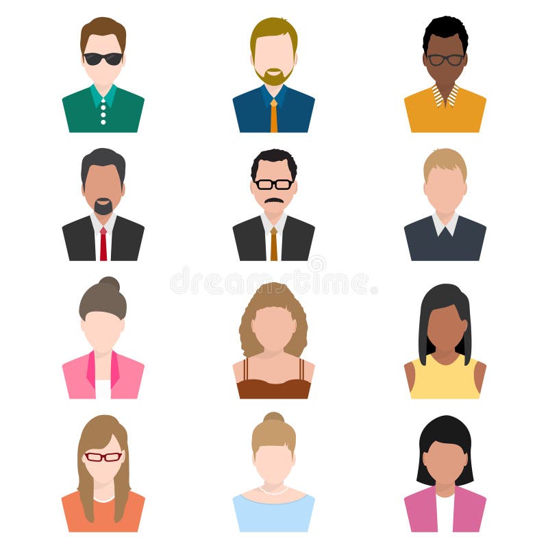 Set of People Icon, Man and Woman Icon Stock Vector - Illustration of ...