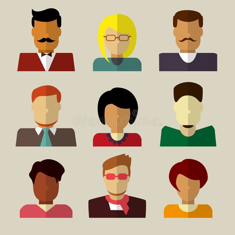 Set of People Icons in Flat Design Stock Vector - Illustration of model ...