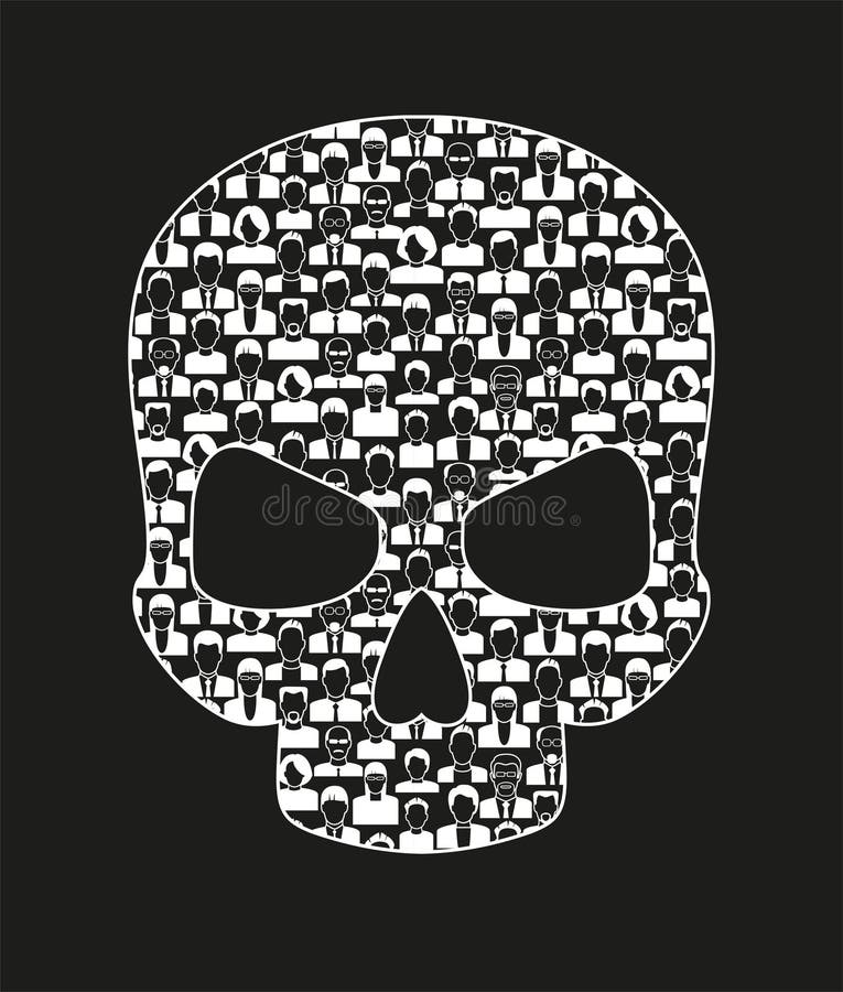 Skull with people icons stock vector. Illustration of character - 168809566