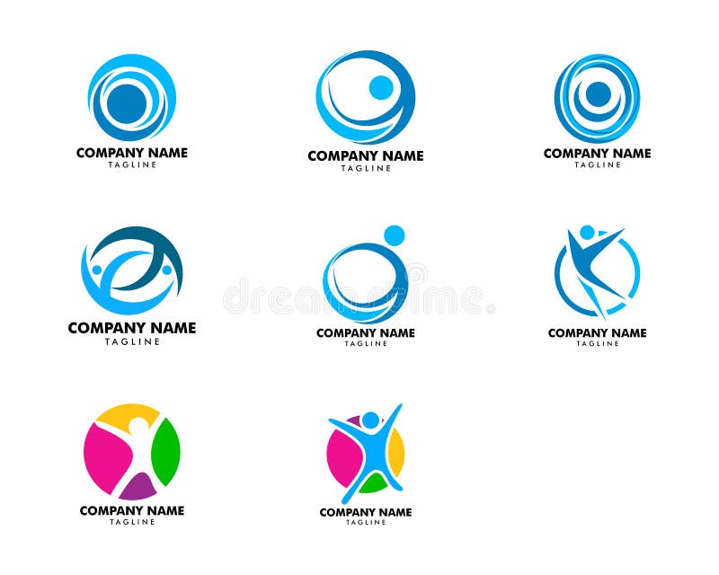 Set of People Logo Design Template with Circle Stock Vector ...
