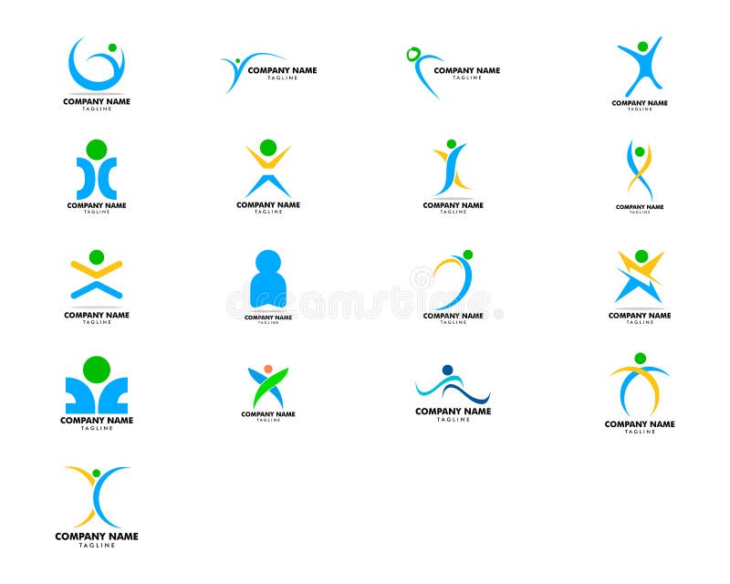Set of People Logo Design Vector Illustration Stock Vector ...