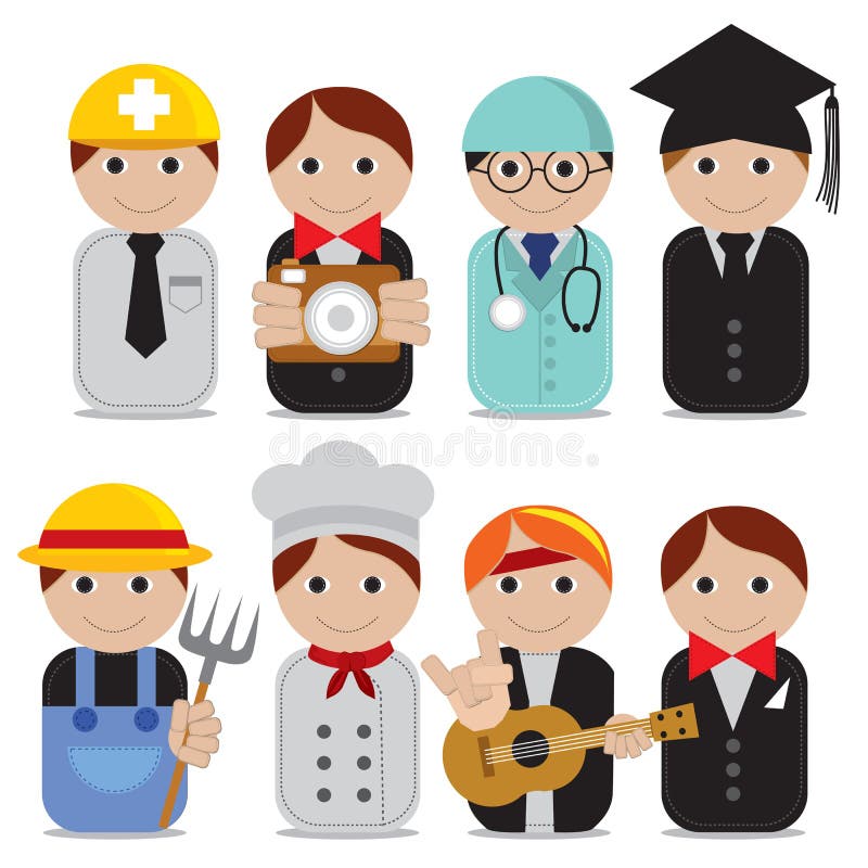 Set of People Occupations Icons. Stock Vector - Illustration of uniform ...