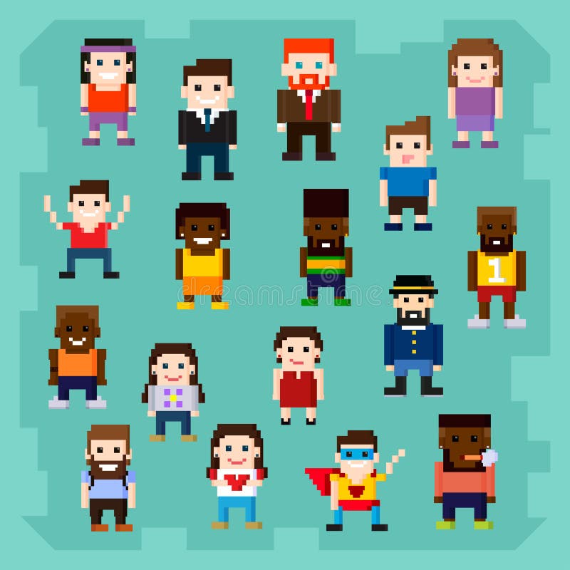 Pixel people icon set stock vector. Illustration of design - 273225150