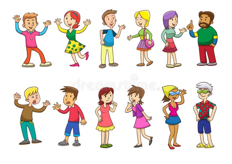 Set of People Talking Cartoon Stock Vector - Illustration of couple ...