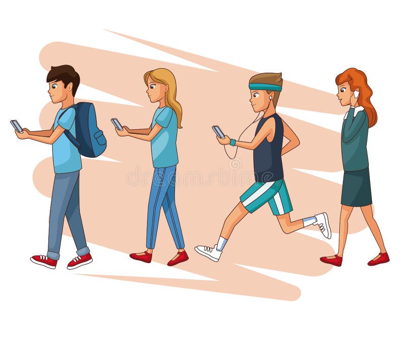 Set of People Using Smartphone Stock Vector - Illustration of ...