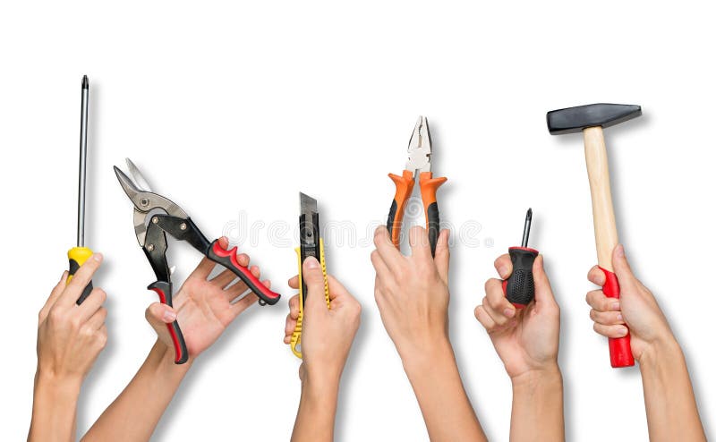 Set Peoples Hands Holding Tools Stock Photos - Free & Royalty-Free ...