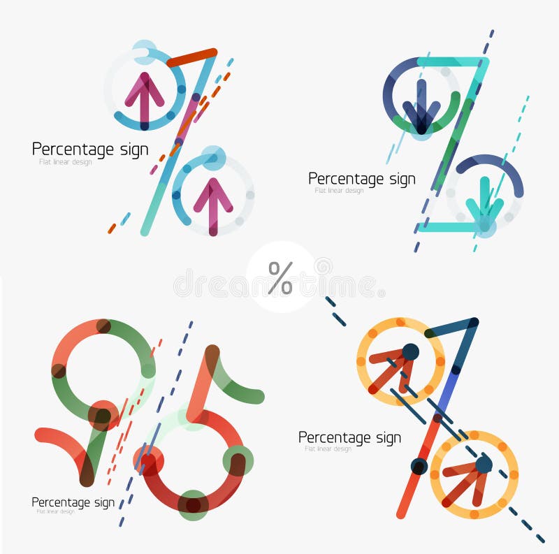 Set of Percentage Signs, Flat Design Stock Vector - Illustration of ...