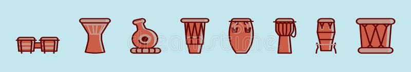 Set of Percussion Cartoon Icon Design Template with Various Models ...
