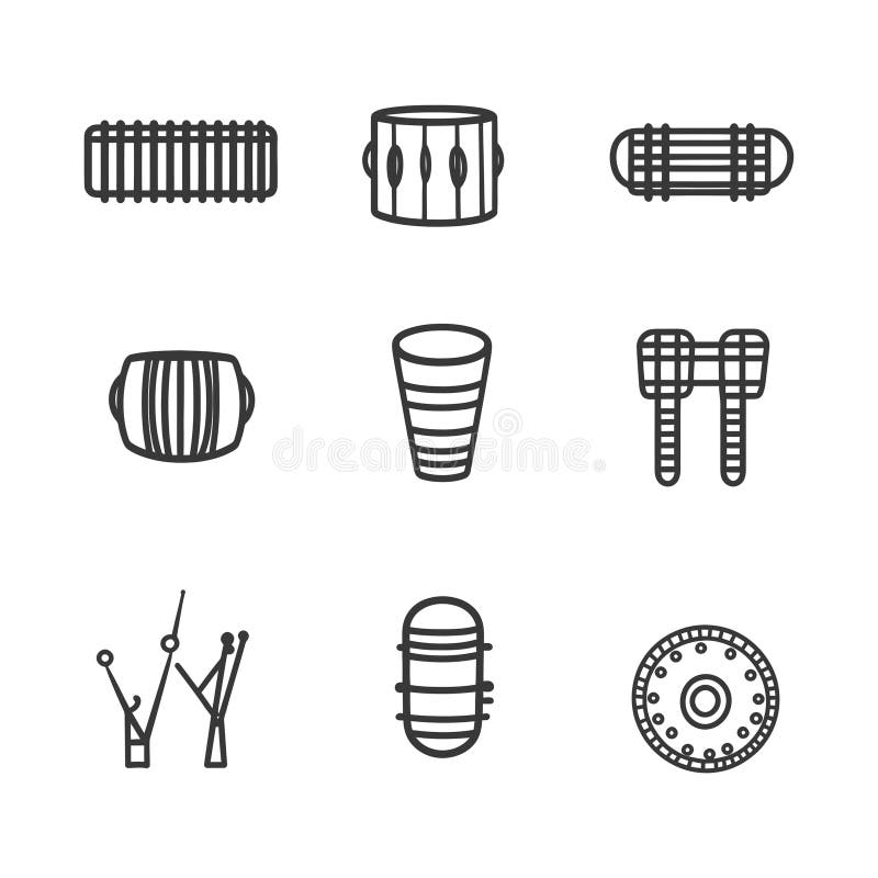 Set of Percussion Instruments Stock Illustration - Illustration of ...