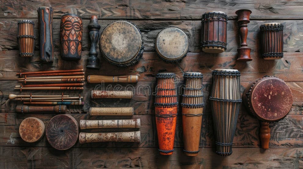 Set of Percussion Instruments Stock Illustration - Illustration of ...