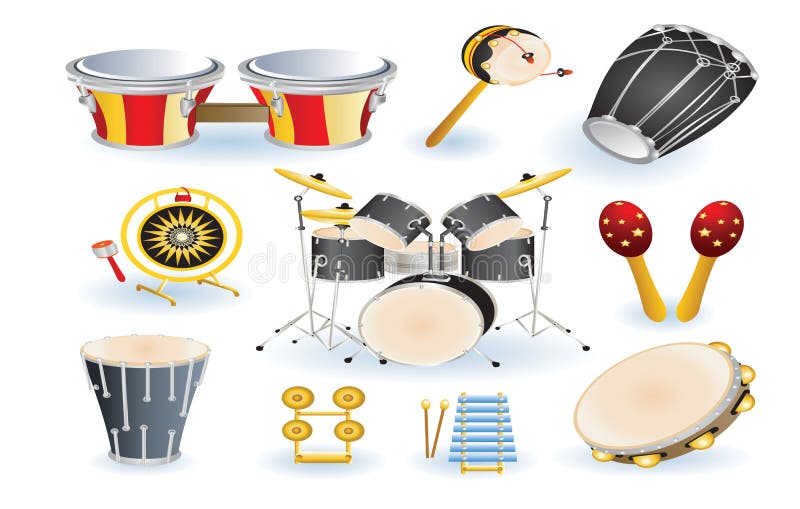 Set of Percussion Instruments Stock Illustration - Illustration of ...