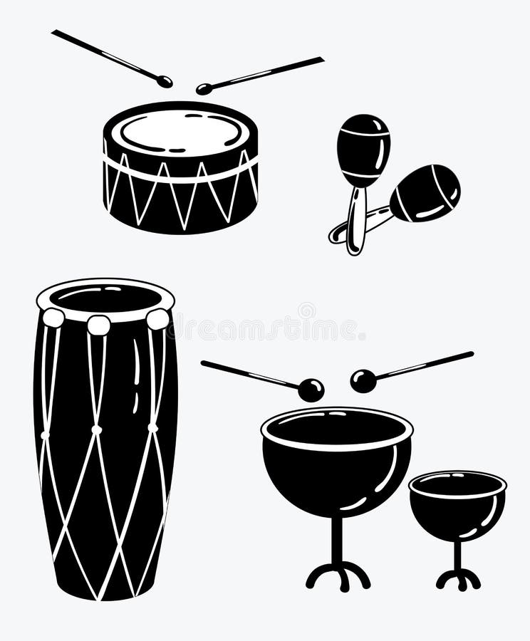 A Set of Percussion Musical Instruments. Collection of Musical Drums ...