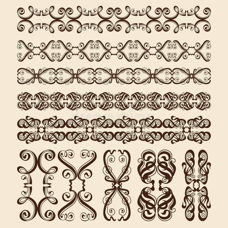 Set of Perfect Calligraphic Vector Brush Stock Vector - Illustration of ...