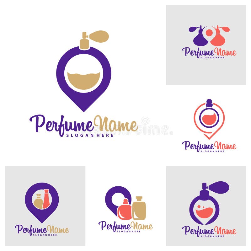 Set of Perfume with Point Logo Design Vector Illustration. Perfume Logo ...