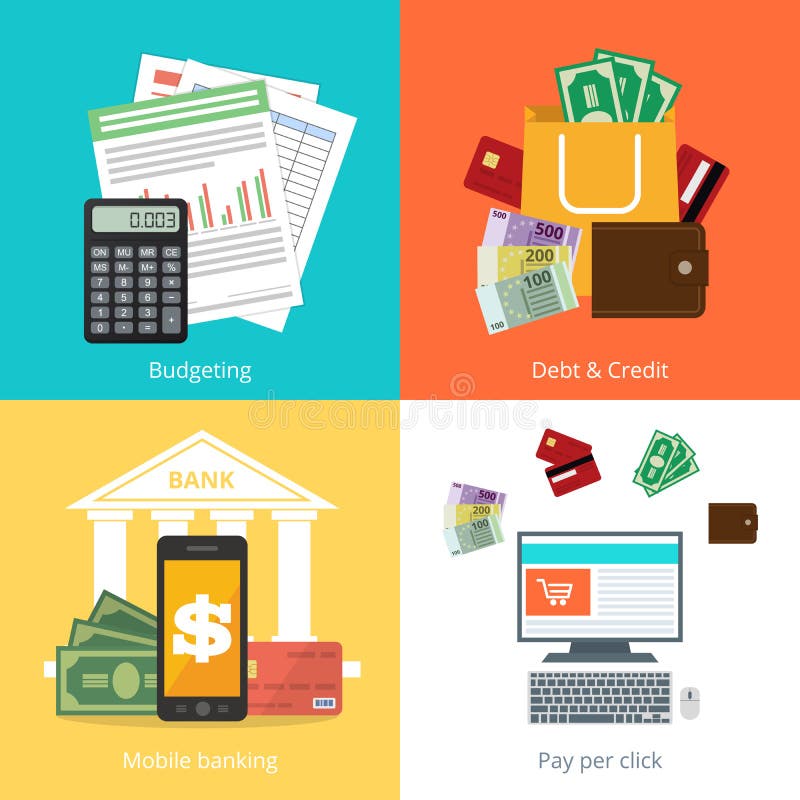 Set Personal Finance Illustration in Flat Syle. Stock Vector ...