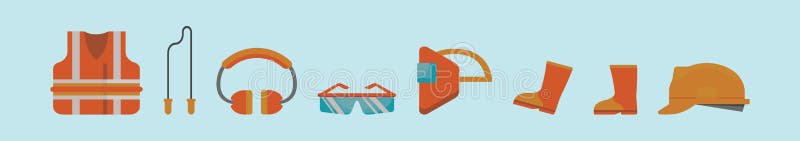 Set of Personal Protective Cartoon Icon Design Template with Various ...