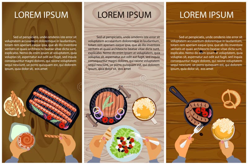 Set of Persons are eating stock vector. Illustration of banner - 86394207