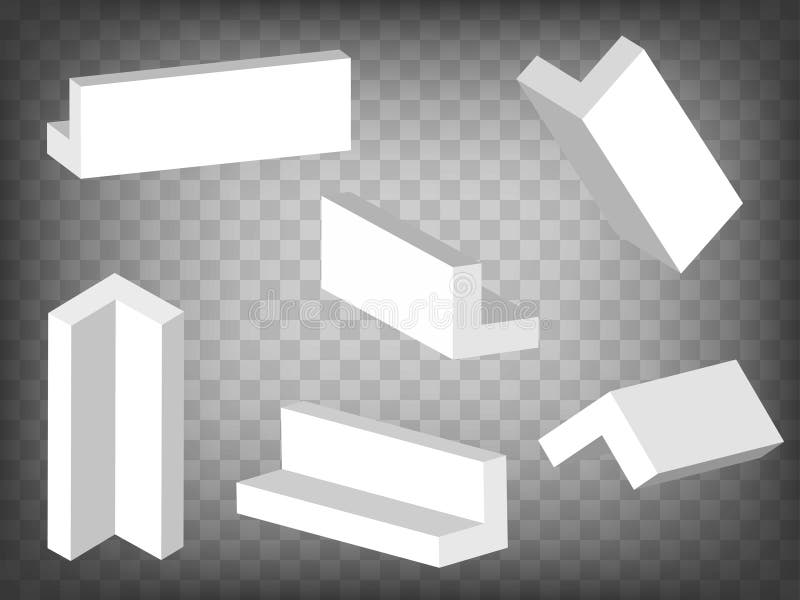 Set of Perspective Projections 3d Check Mark Model Icons on Transparent ...