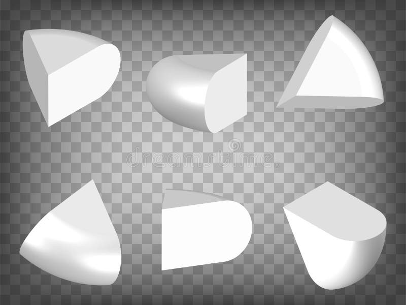 Set of Perspective Projections 3d Trapezoidal Prism Model Icons on ...