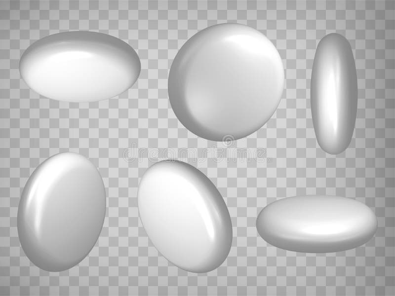 Set of Perspective Projections 3d Pill Model Icons on Transparent ...