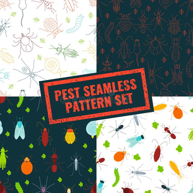 Set of Pest Seamless Patterns Stock Vector - Illustration of pesticide ...