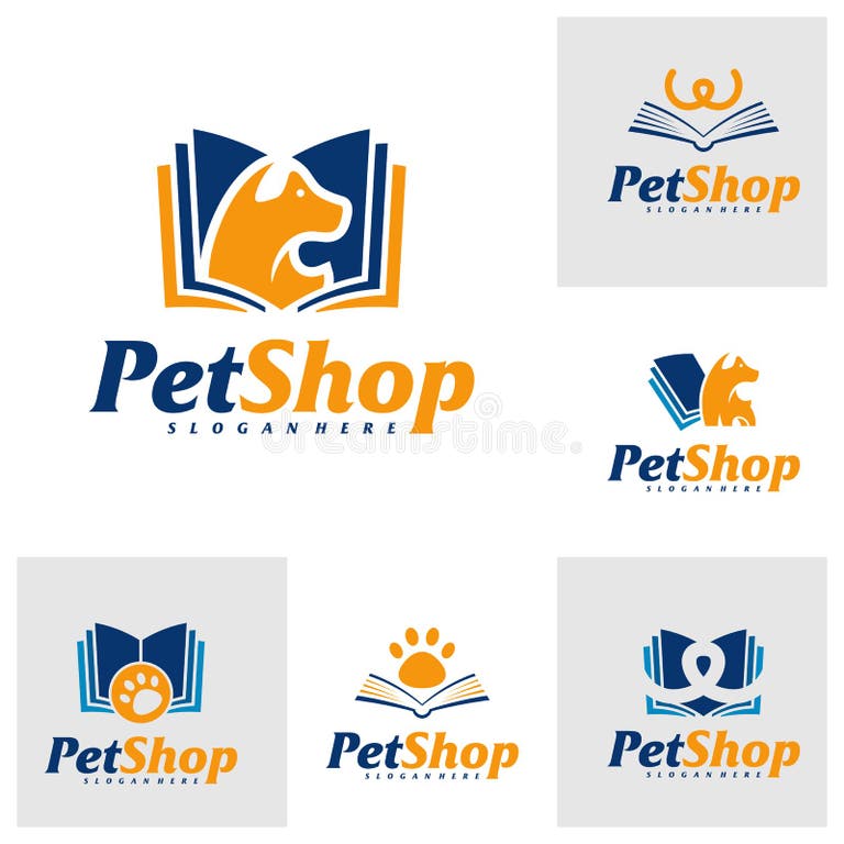Set of Pet Book Logo Design Template. Pet Logo Concept Vector Stock ...