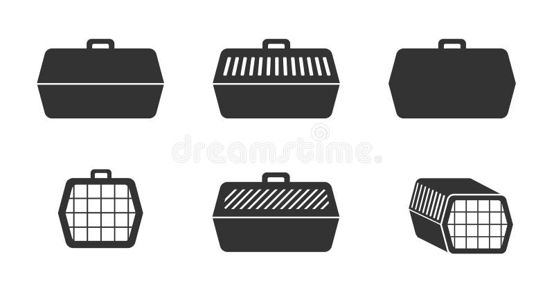 Set of Pet Cage Icons in Silhouette Style Stock Vector - Illustration ...