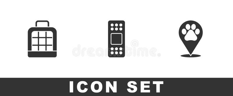 Set Pet Carry Case, Bandage Plaster and Location Veterinary Icon ...