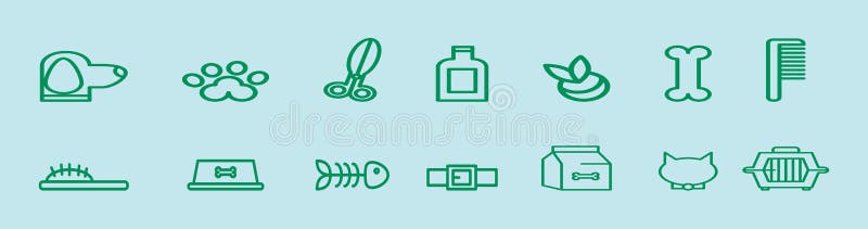 Set of Pet Element. Cartoon Icon Design Template with Various Models ...