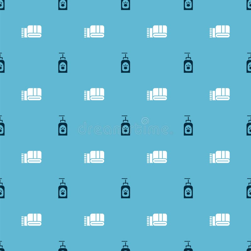 Set Pet Shampoo and Towel Stack on Seamless Pattern. Vector Stock ...