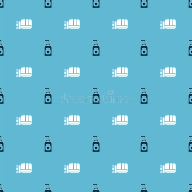 Set Pet Shampoo and Towel Stack on Seamless Pattern. Vector Stock ...