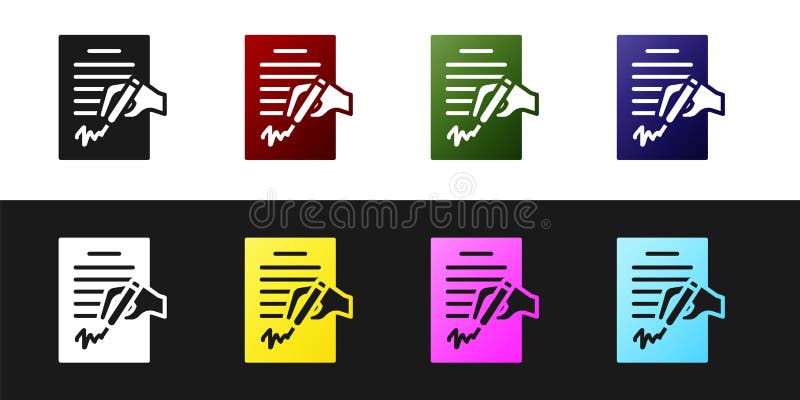Set Petition Icon Isolated on Black and White Background. Vector Stock ...