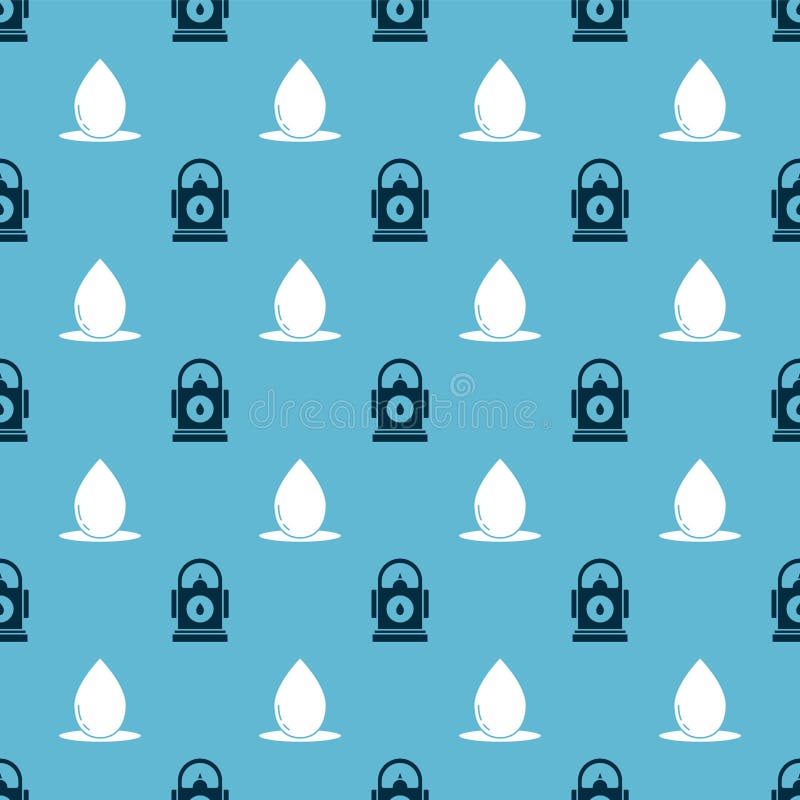 Set Petrol or Gas Station and Oil Drop on Seamless Pattern. Vector ...