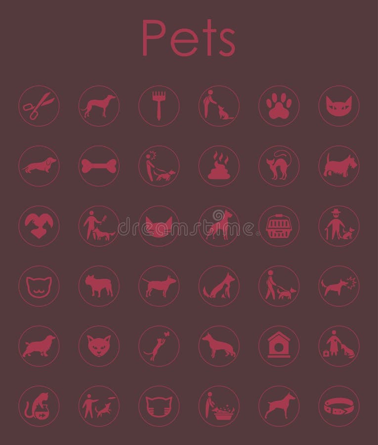 Set of pets simple icons stock vector. Illustration of group - 98988295