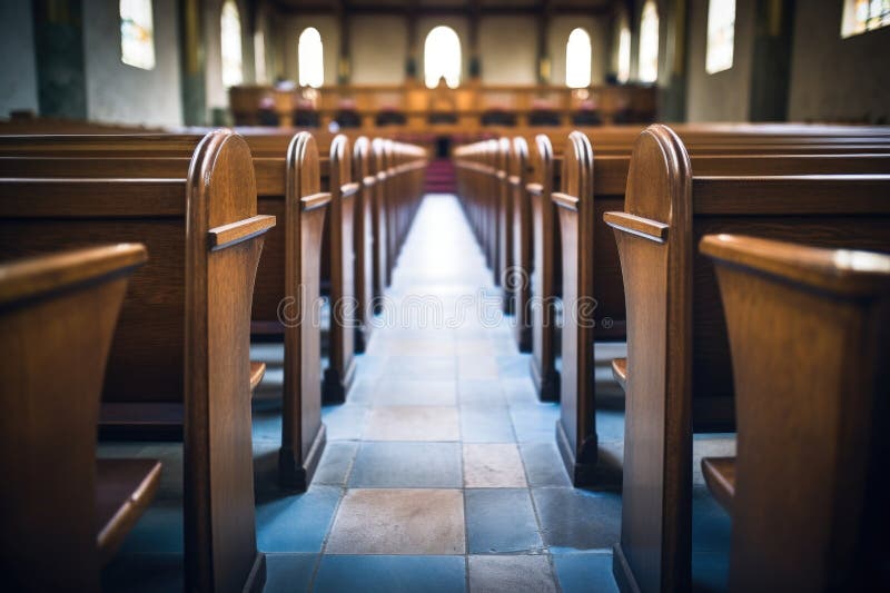 A Set of Pew Rows in an Empty Church Stock Photo - Image of sacred ...