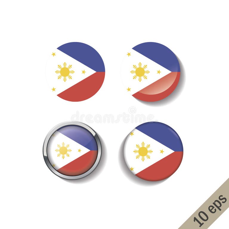 Set of PHILIPINES Flags Round Badges Stock Illustration - Illustration ...