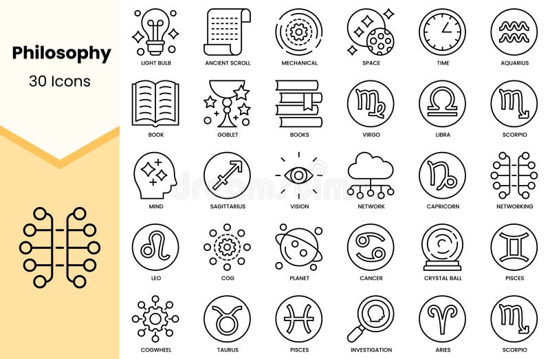 Set of Philosophy Icons. Simple Line Art Style Icons Pack Stock Vector ...