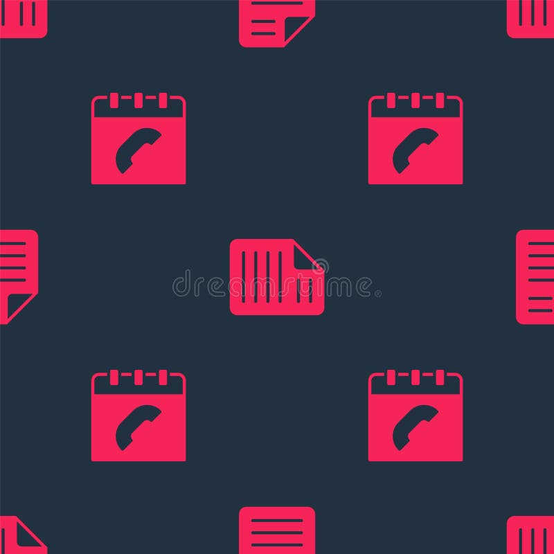 Set Phone Book and File Document on Seamless Pattern. Vector Stock ...