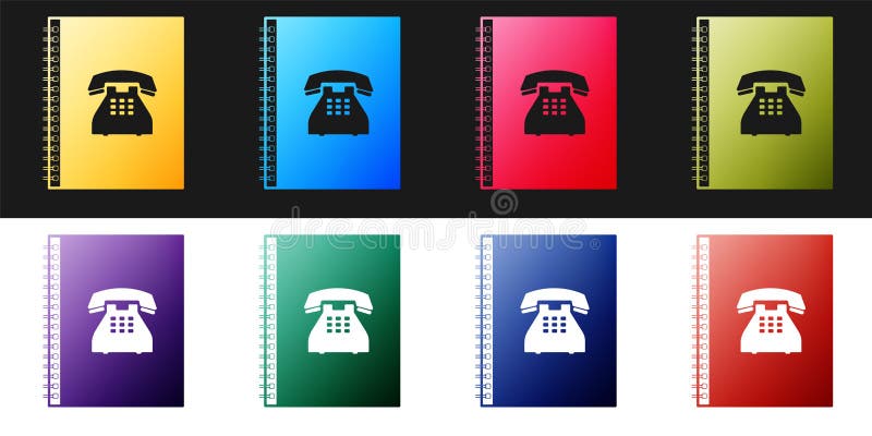 Black Address Book Icon Isolated on Grey Background. Notebook, Address ...