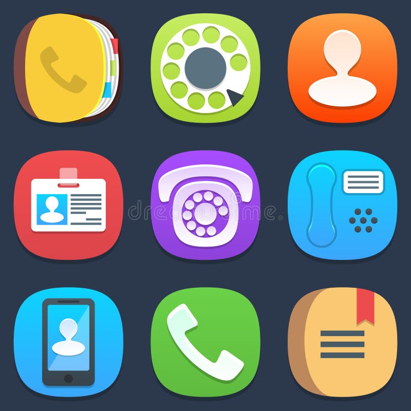Set of Phone and Contacts Mobile Icons in Flat Stock Vector ...