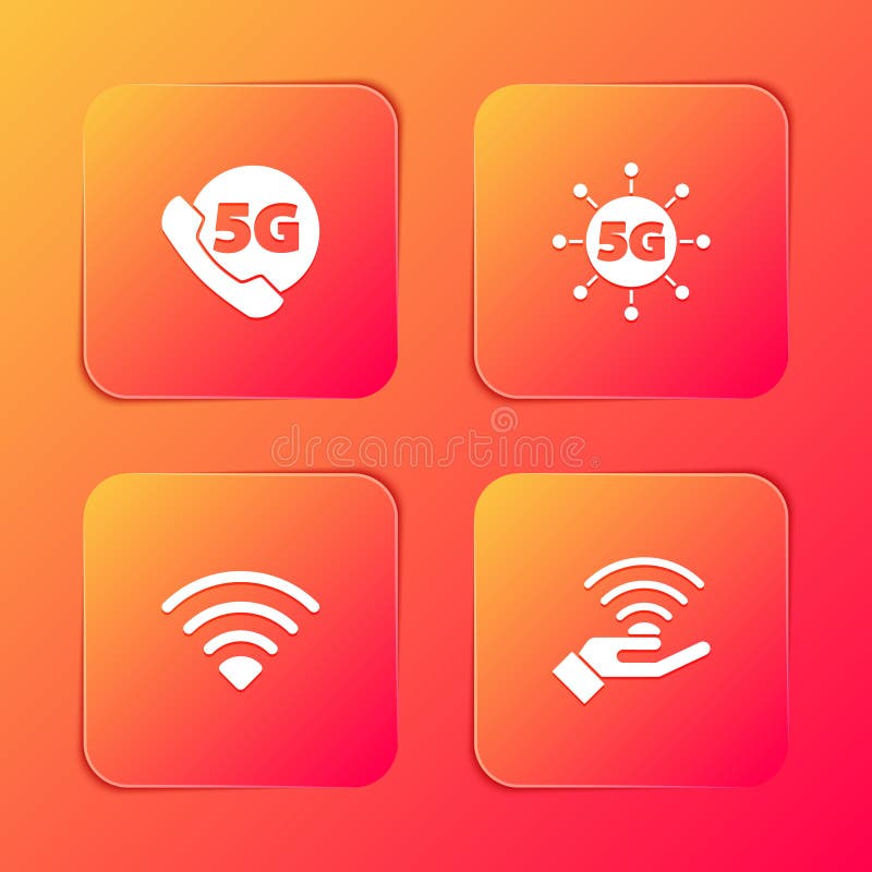 Set Phone with 5G Network, , Wi-Fi Wireless and Icon. Vector Stock ...