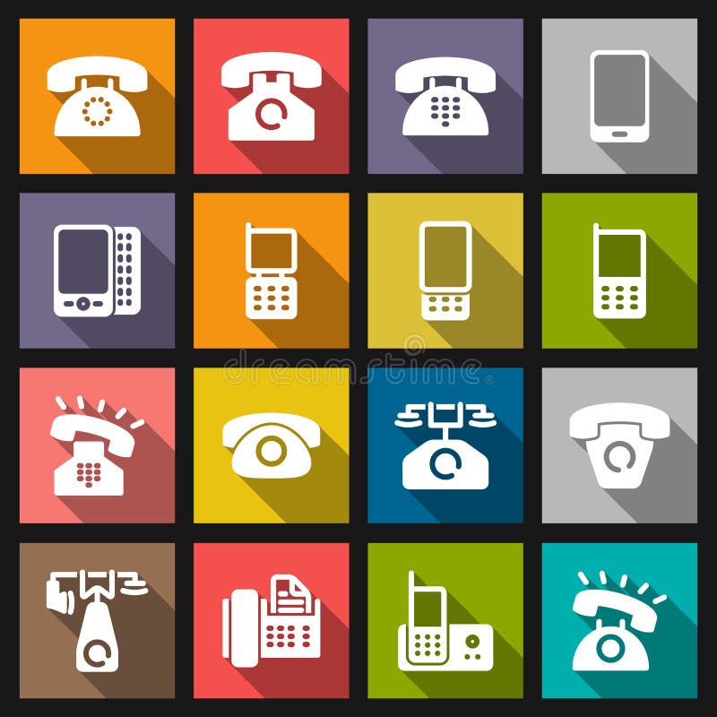 Phone Icon Set. Icons in a Style of Flat Design. Stock Vector ...