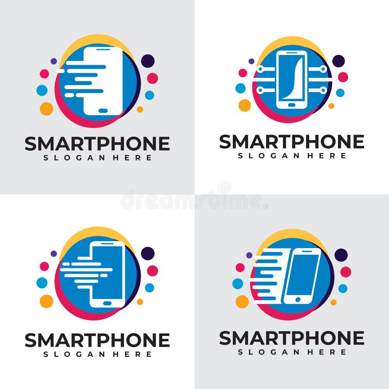 Set of Phone Logo Vector Design Template Stock Vector - Illustration of ...