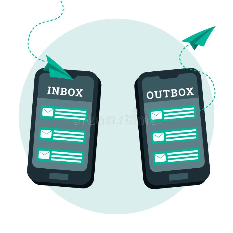 Set of Phone with Paper Plane and Mail Notification Stock Illustration ...