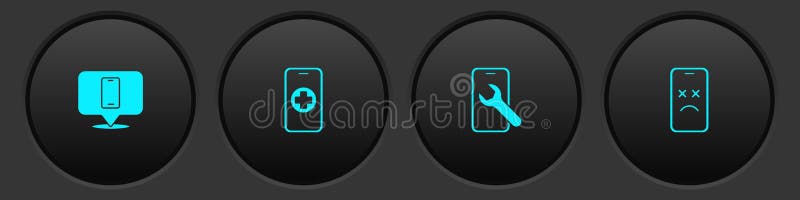 Set Phone Repair Service, , Mobile and Dead Mobile Icon. Vector Stock ...